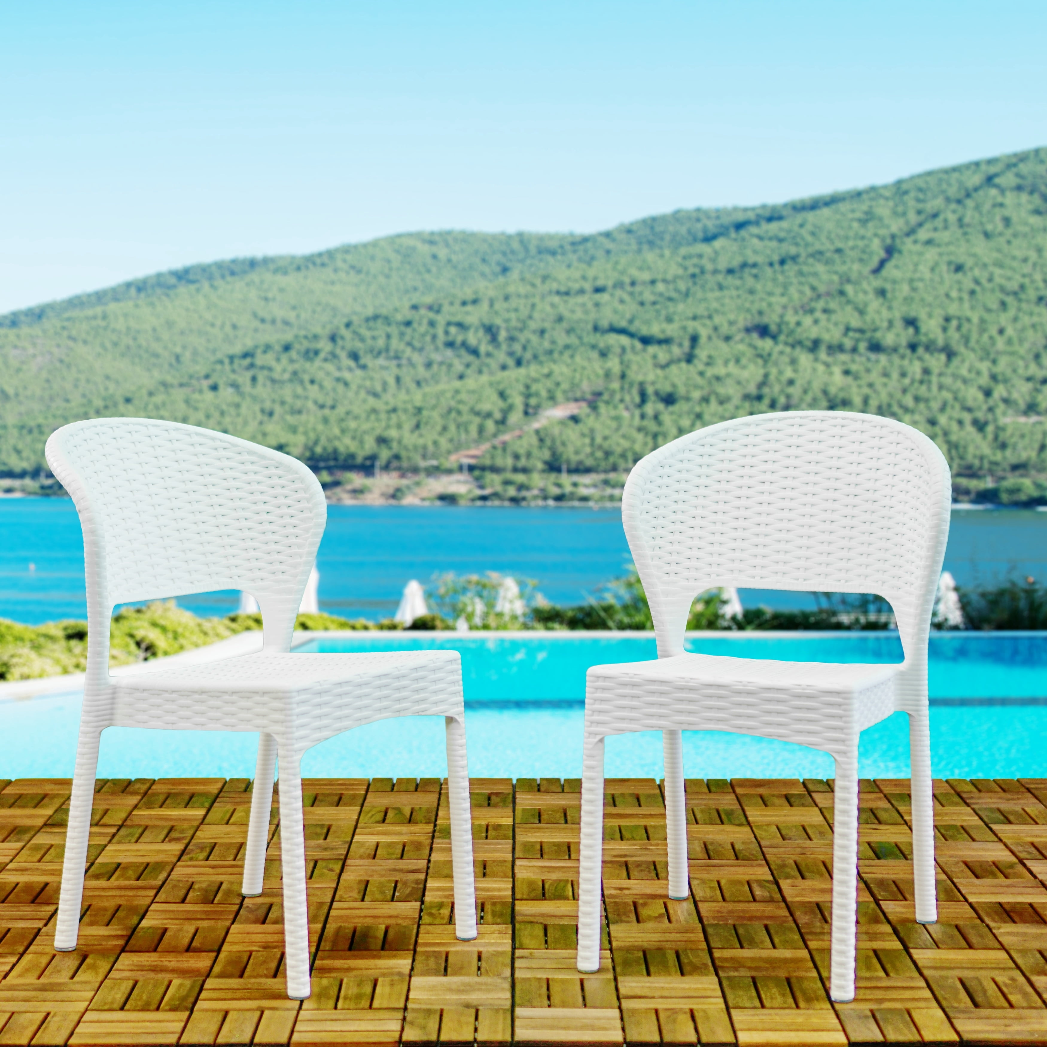 Azores Resin Dining Chairs (Set of 2) White - Walmart.com