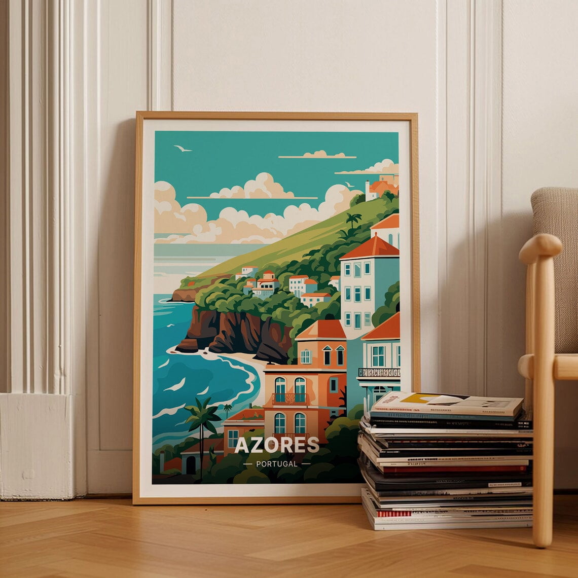Azores Travel Poster, Portugal Landscape Wall Art, Home Office Decor ...