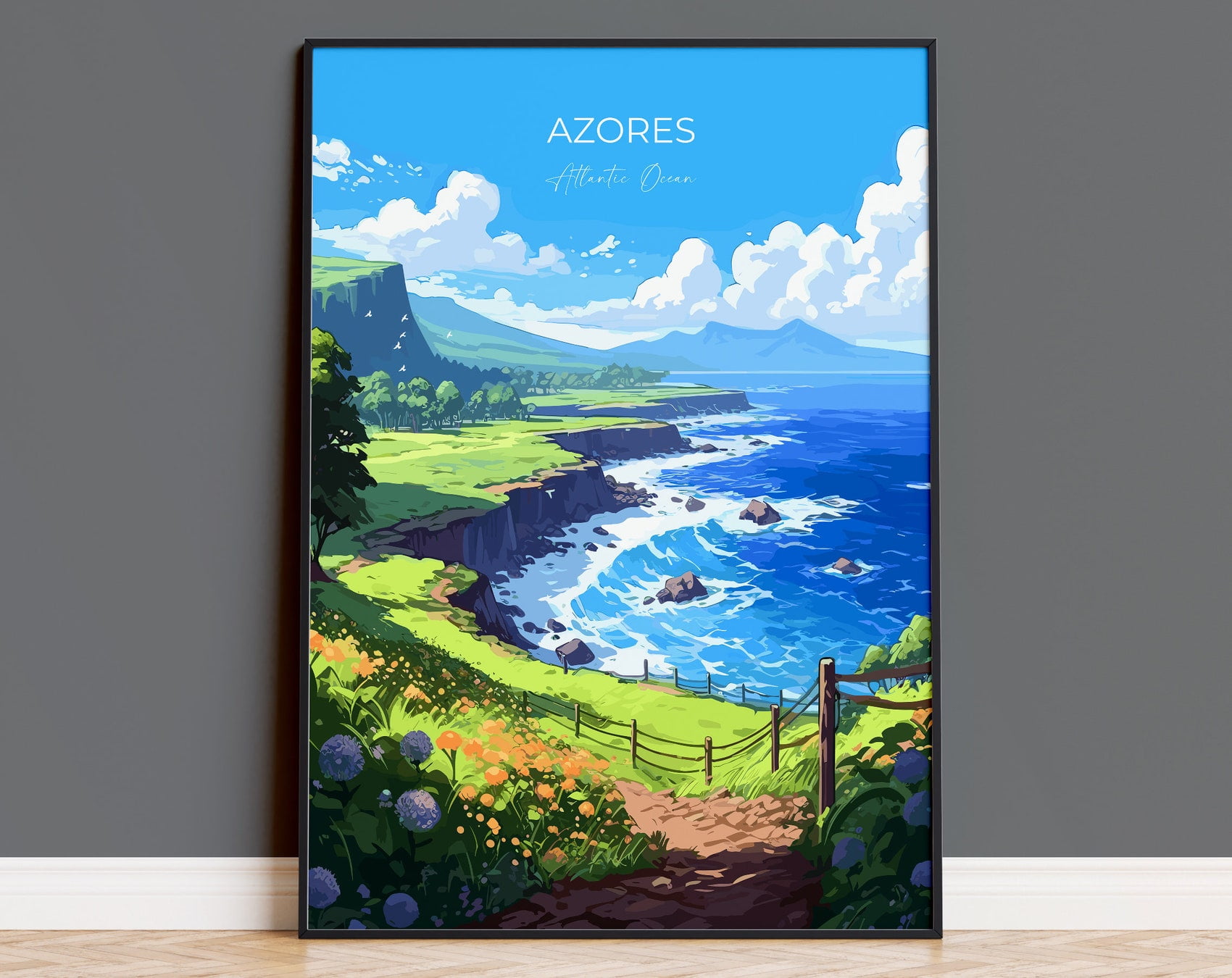 Azores Travel Print, Travel Poster of Azores, Atlantic Ocean, Azores ...