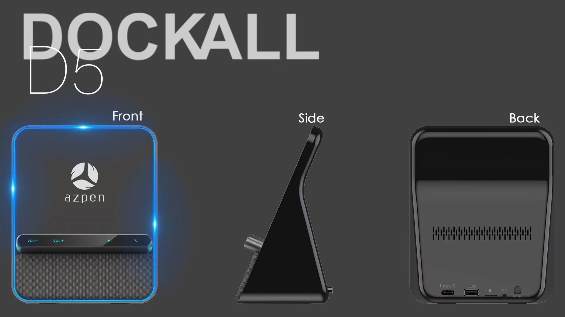 Azpen DockAll D5 10-Watt Fast Wireless Charging Sound Hub with ...