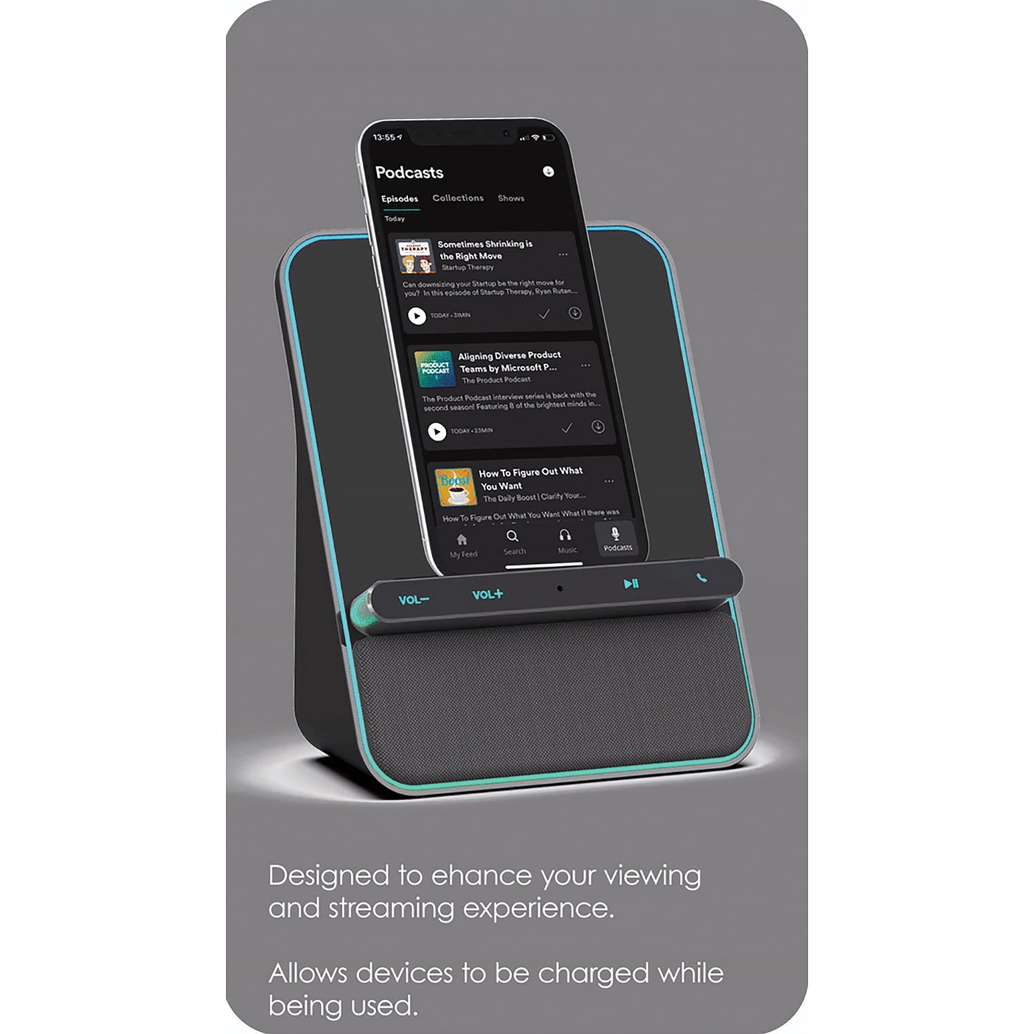 Azpen 10-Watt Fast Wireless Charging Sound Hub with Bluetooth Speakers ...