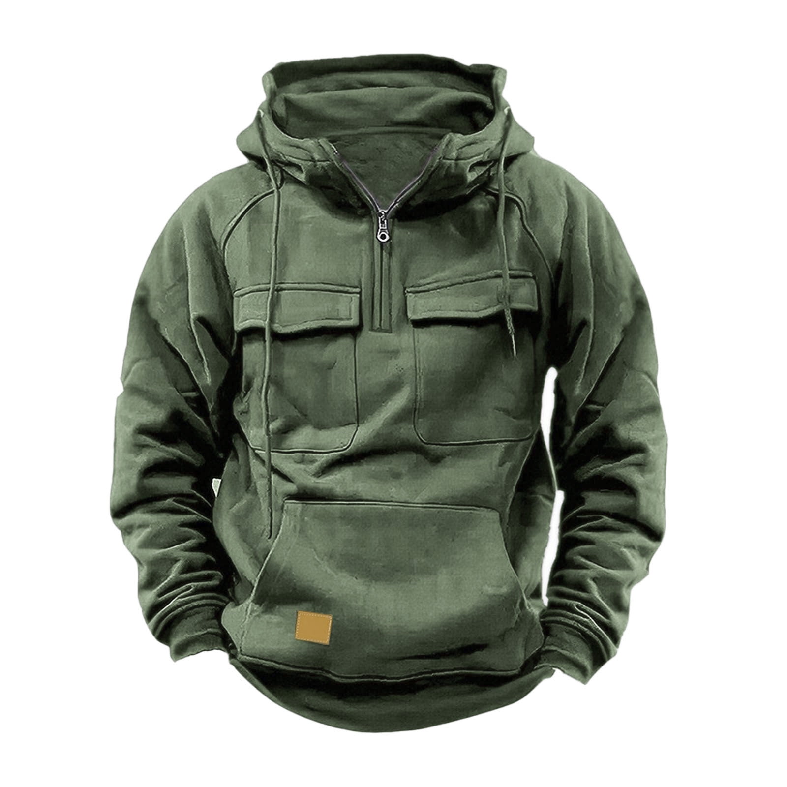 Azrian Men's Quarter Zip Cargo Pullover Hoodie for Winter Men Solid ...