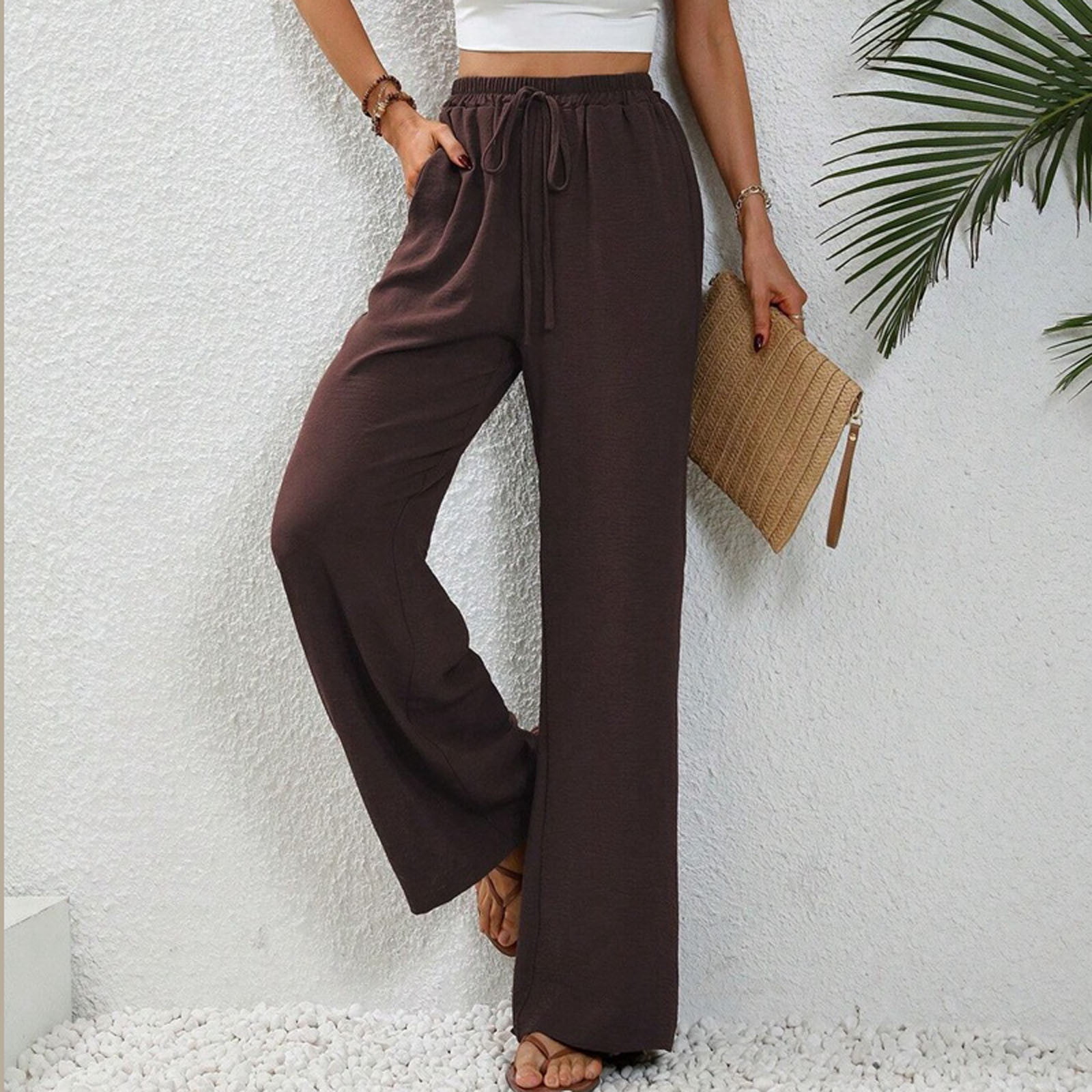 Azrian Summer Casual Long Trousers for Women Women's Spring Solid Color ...