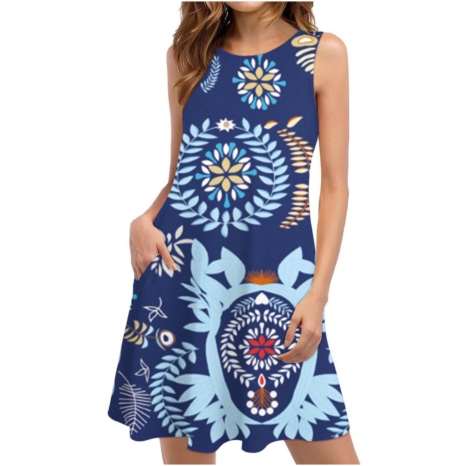 Azrian Summer Dresses Summer Dresses Women Beach Floral Sleeveless ...