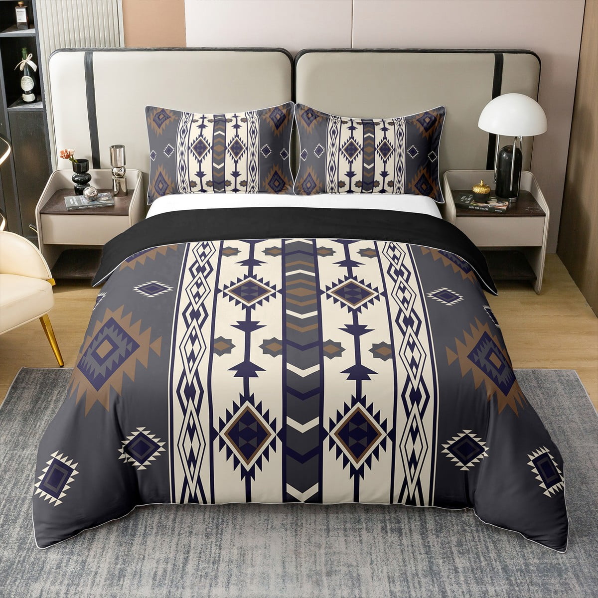 Aztec 100% Cotton Duvet Cover King Size, Boho Geometric Vintage Soft ...