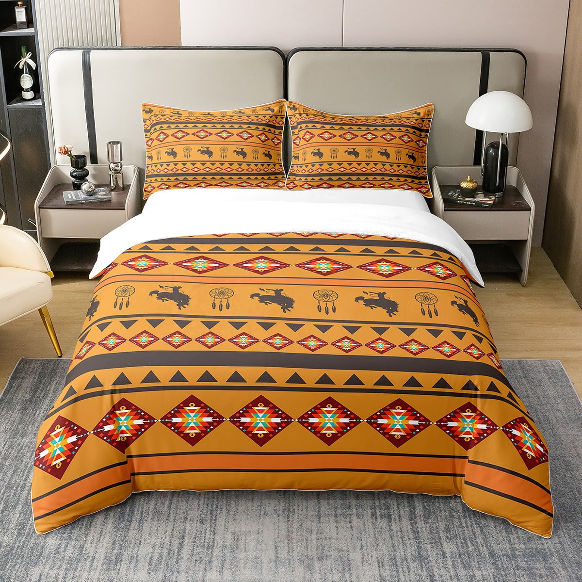 Aztec 100% Natural Cotton Duvet Cover for Kids,Cowboys Bull Bedding Set ...