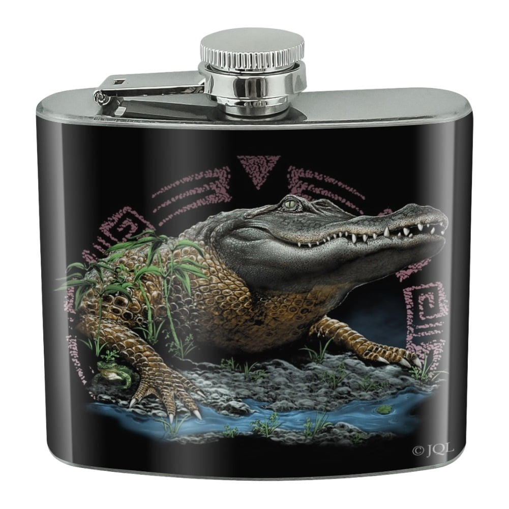 Aztec Alligator Gator Stainless Steel 5oz Hip Drink Kidney Flask ...