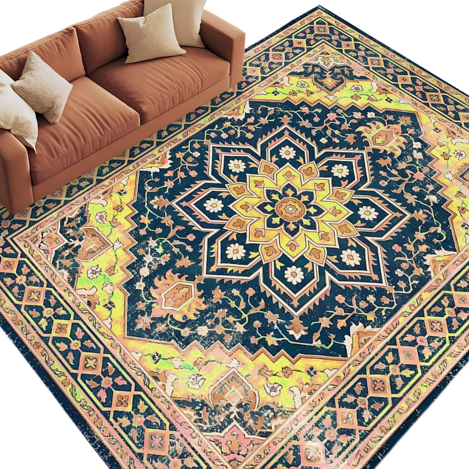 Aztec Area Rug 5x7 Washable Rug Non Slip Traditional Rustic Western ...