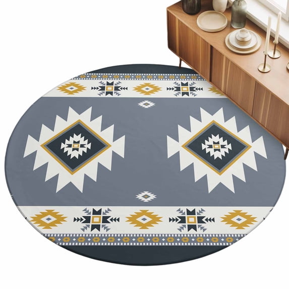 Aztec Area Rug, Southwestern Bohemian Non-Slip Felt Rubber Backing ...