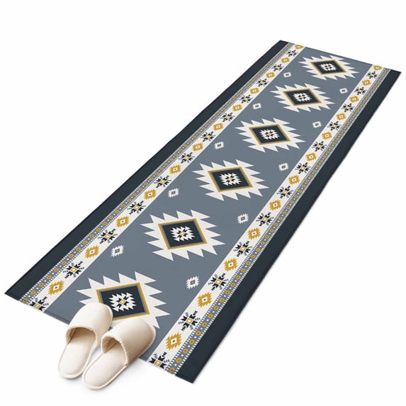 Aztec Area Rug 2x6ft Southwestern Bohemian Non-Slip Washable Square ...
