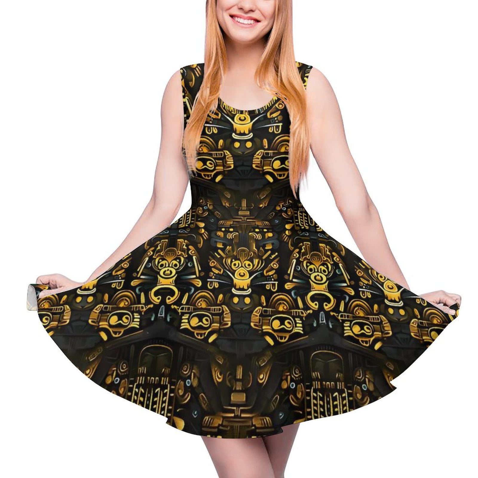 Aztec Art Tribal Print Dress Sleeveless Aesthetic Dresses Spring Womens ...