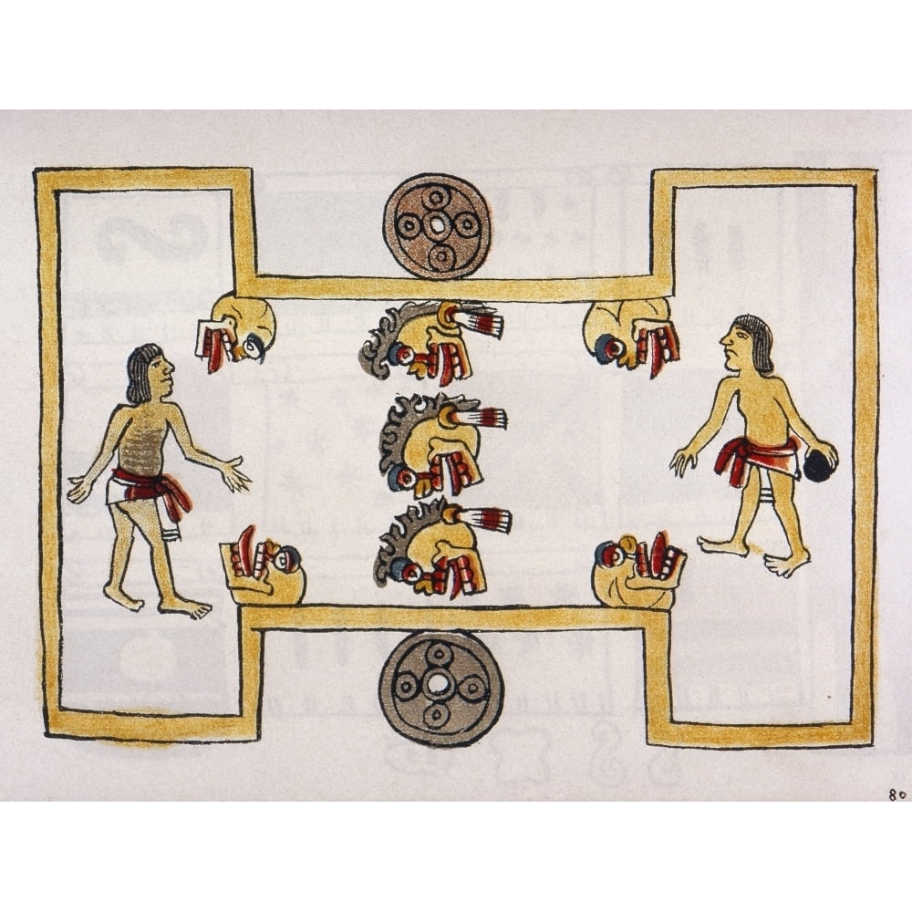 Aztec Ball Game. Nmanuscript Illumination Of An Aztec Ball Game Court ...