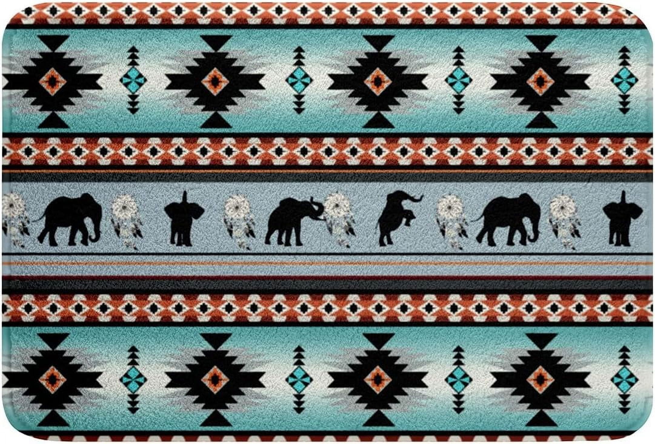 Aztec Bath Rugs Southwestern Native Bath Mat Exotic Elephant Area Rug ...