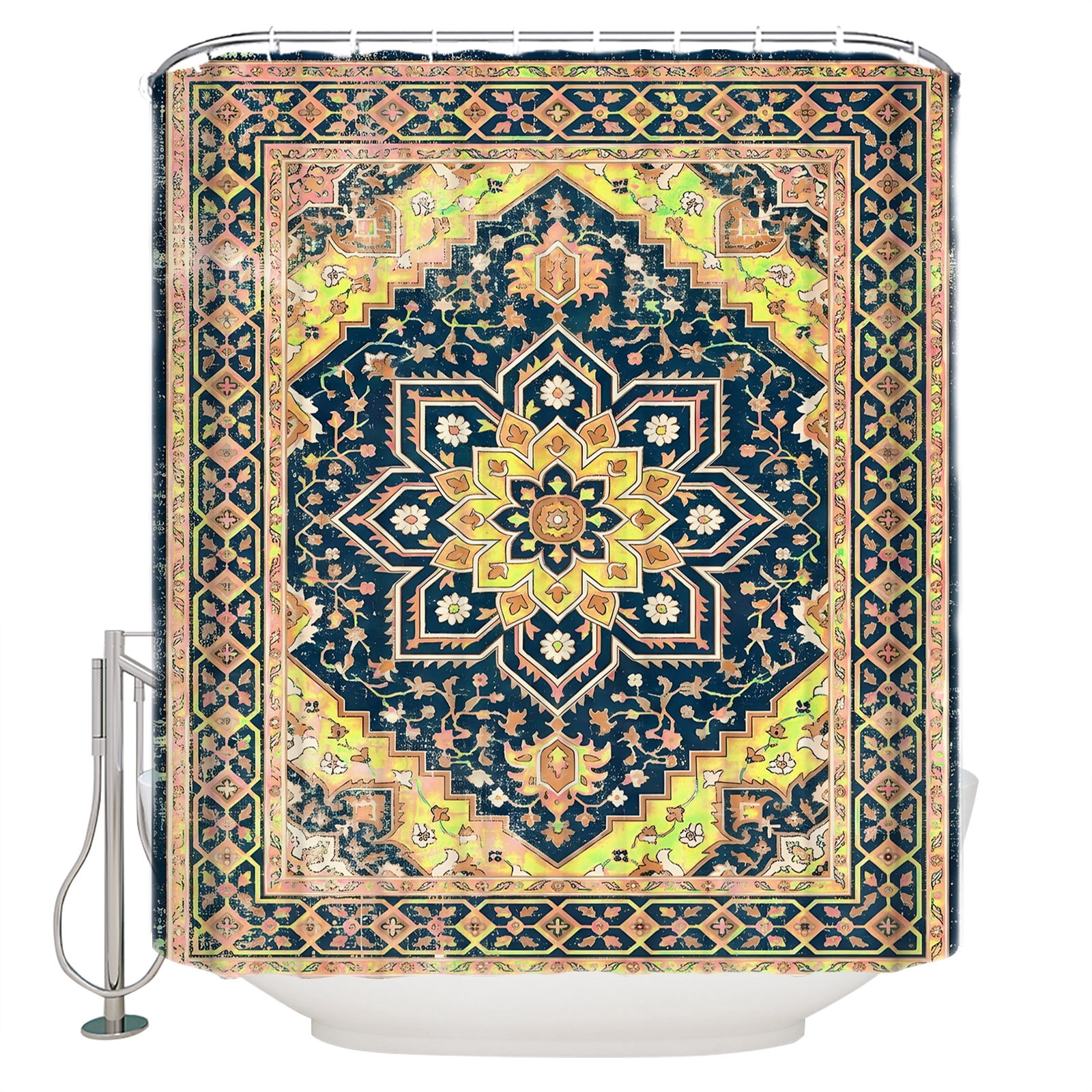 Aztec Bathroom Shower Curtains with 12 Hooks Polyester Waterproof ...