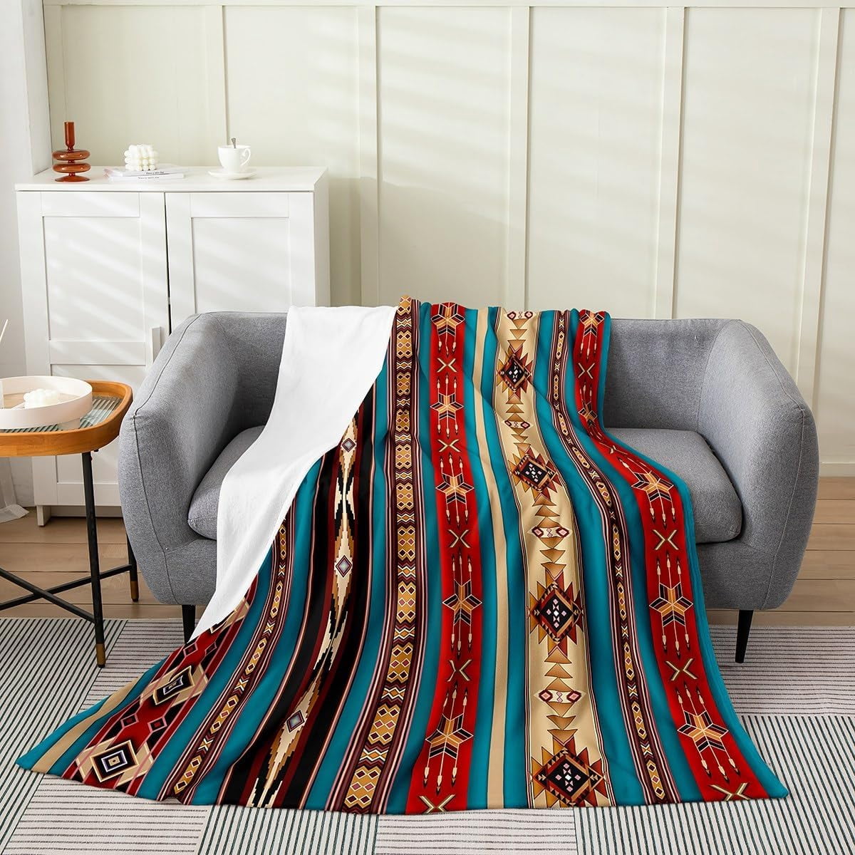 Aztec Bed Blanket 40"X50", Ethnic Tribal Arrow Flannel Fleece Blanket ...