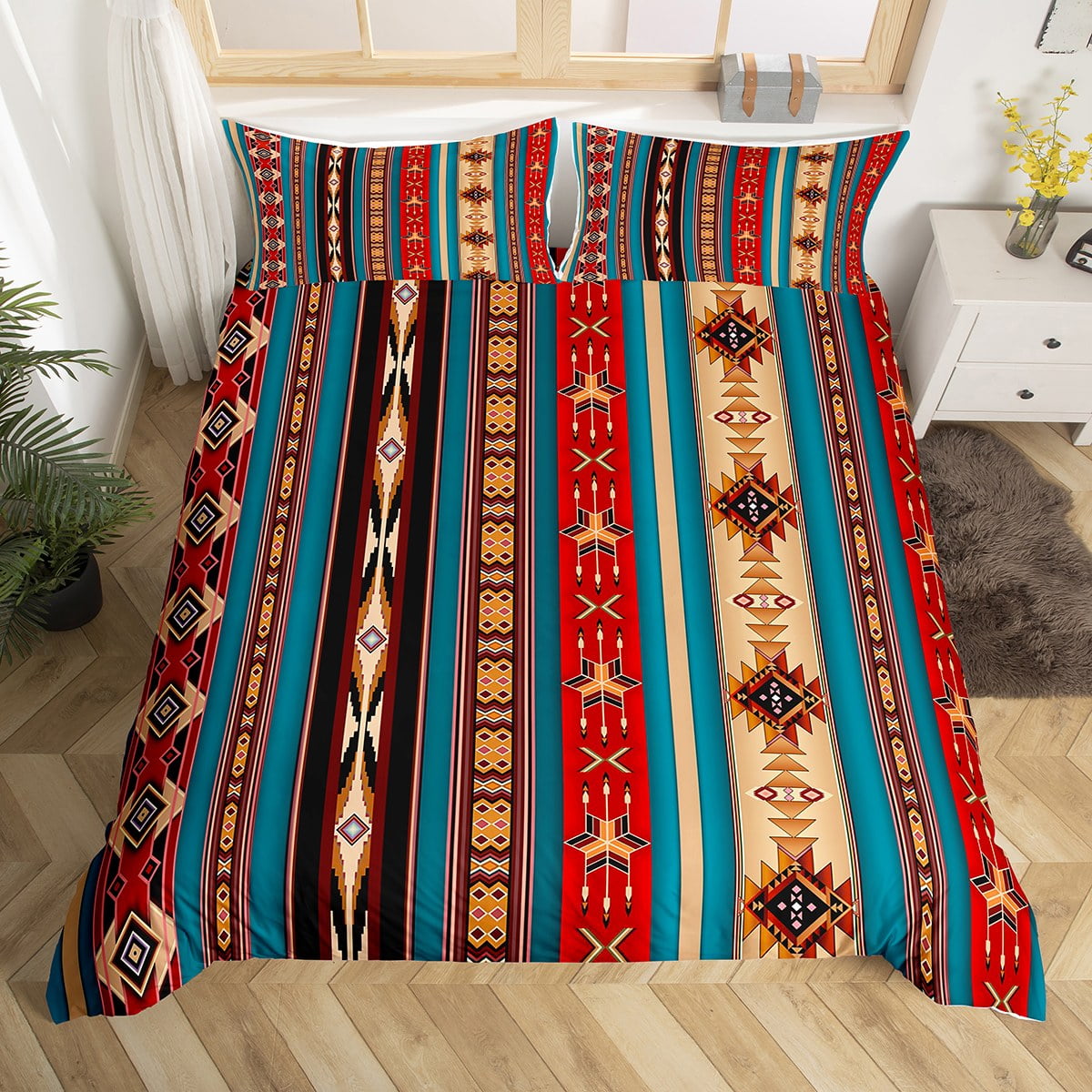 Aztec Bedding Set Ethnic Tribal Arrow Duvet Cover,Vintage Southwestern ...