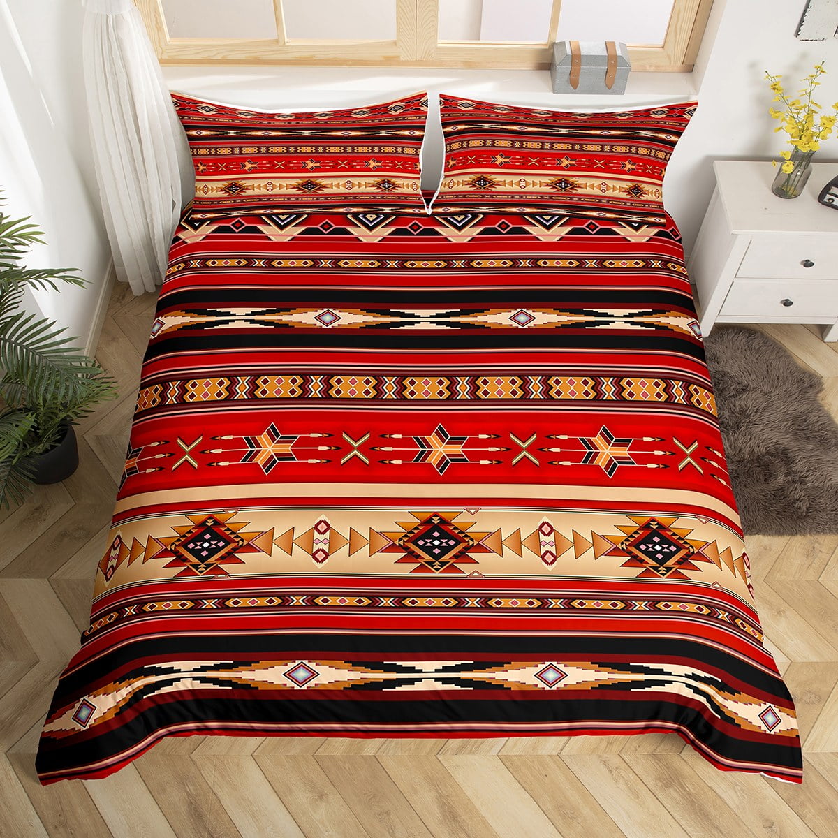 Aztec Bedding Set Ethnic Tribal Arrow Duvet Cover,Vintage Southwestern ...