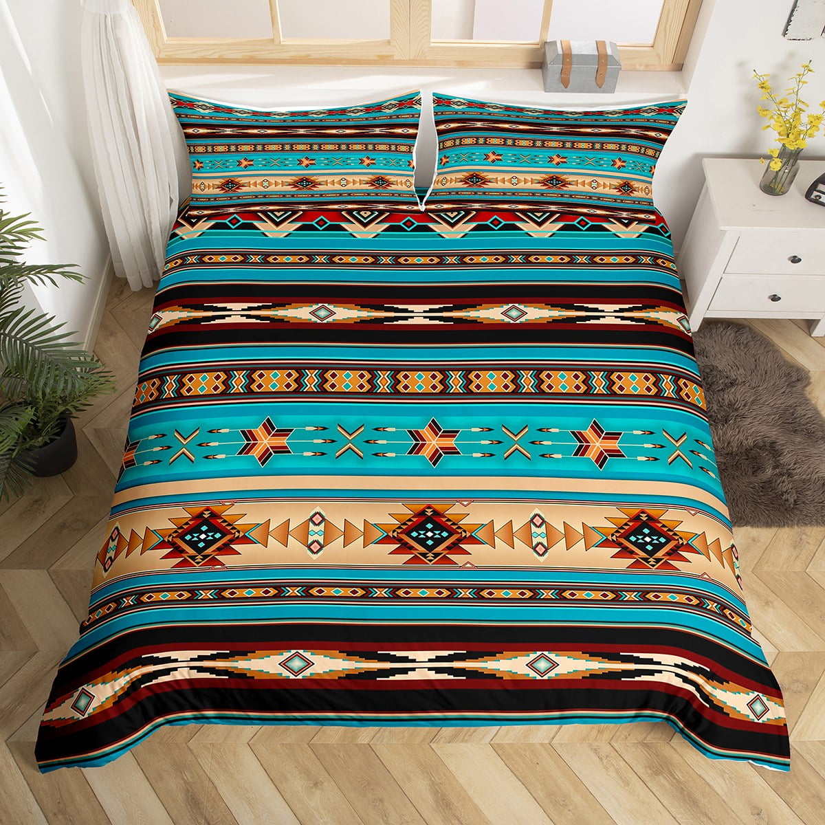 Aztec Bedding Set Ethnic Tribal Arrow Duvet Cover,Vintage Southwestern ...