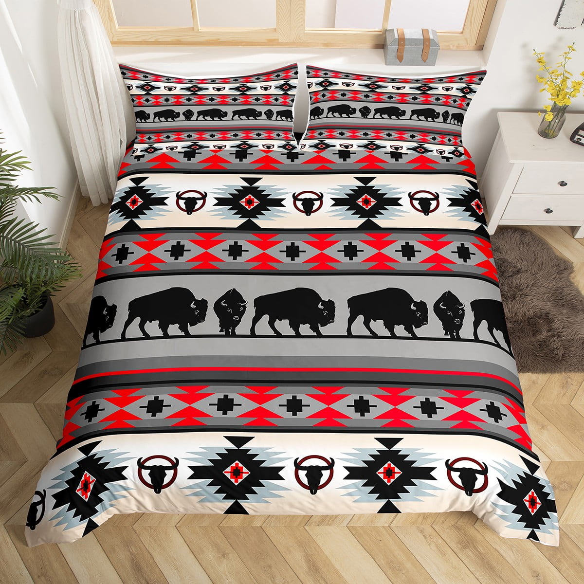 Aztec Bedding Set Full,Highland Cow Comforter Cover Cowgirl Cowboy Bull ...