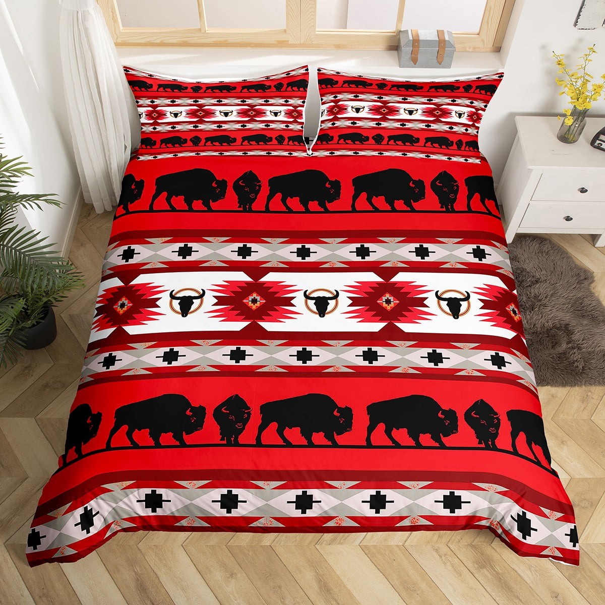 Aztec Bedding Set King,Highland Cow Comforter Cover Cowgirl Cowboy Bull ...