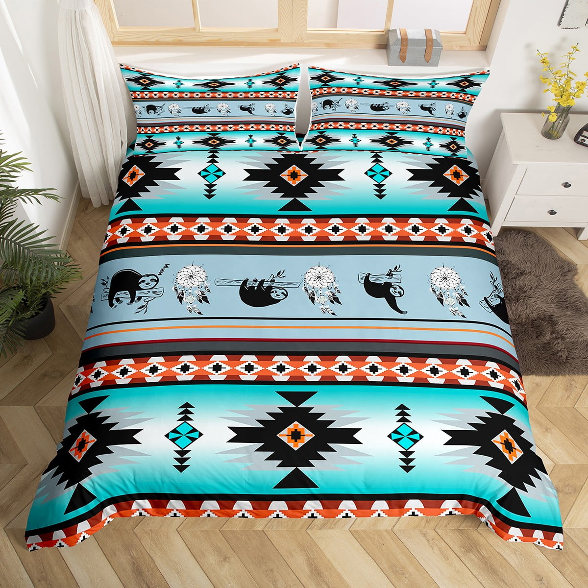 Aztec Bedding Set Queen,Southwestern Native Comforter Cover Exotic ...