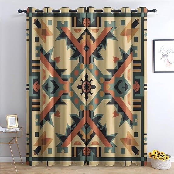 Aztec Blackout Curtains, Mid Century Curtains for Bedroom Living Room ...