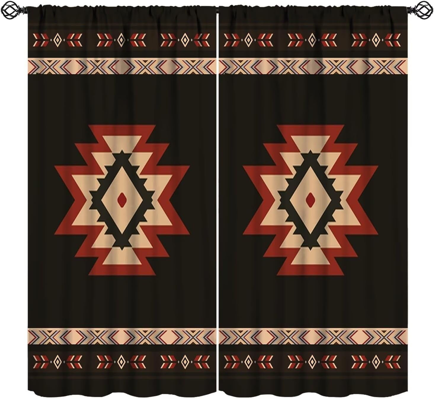 Aztec Blackout Curtains Retro Southwest Ethnic Geometric Bohemian Art ...