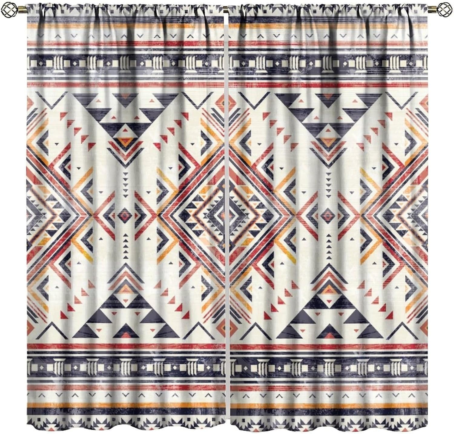 Aztec Blackout Curtains, Retro Southwestern Ethnic Geometric Tribal ...