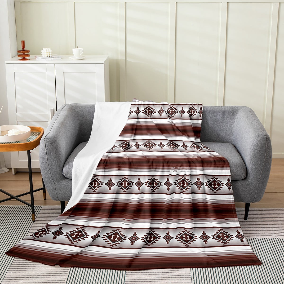 Aztec Blanket 40x50, Boho Vintage Lightweight Throw Blanket, Geometric ...