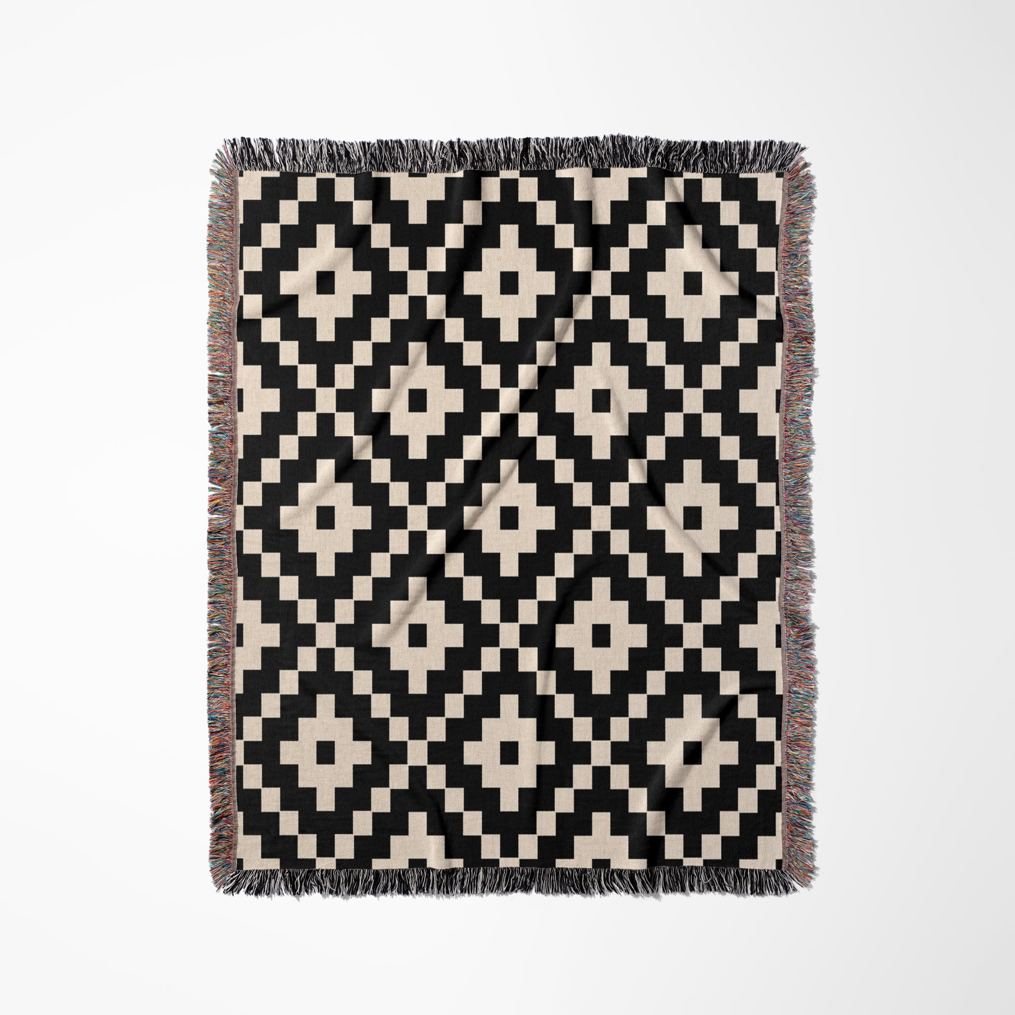 Aztec Block Pattern In Black And Cream Color., Woven Blanket - Walmart.com