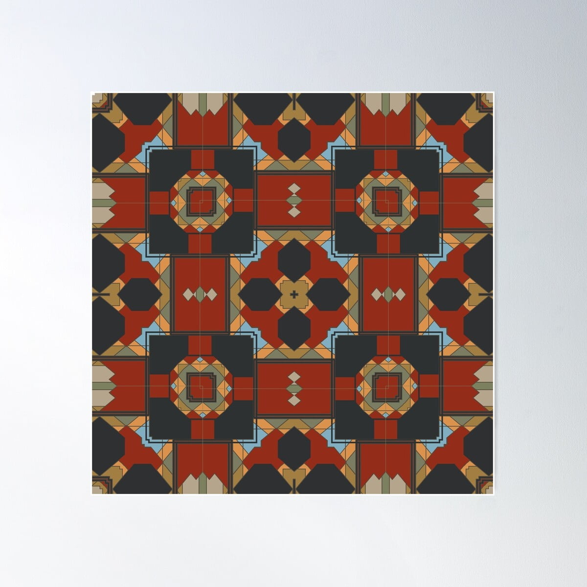Aztec Block Pattern Poster Wall Art, Modern Wall Decor For Living Room ...