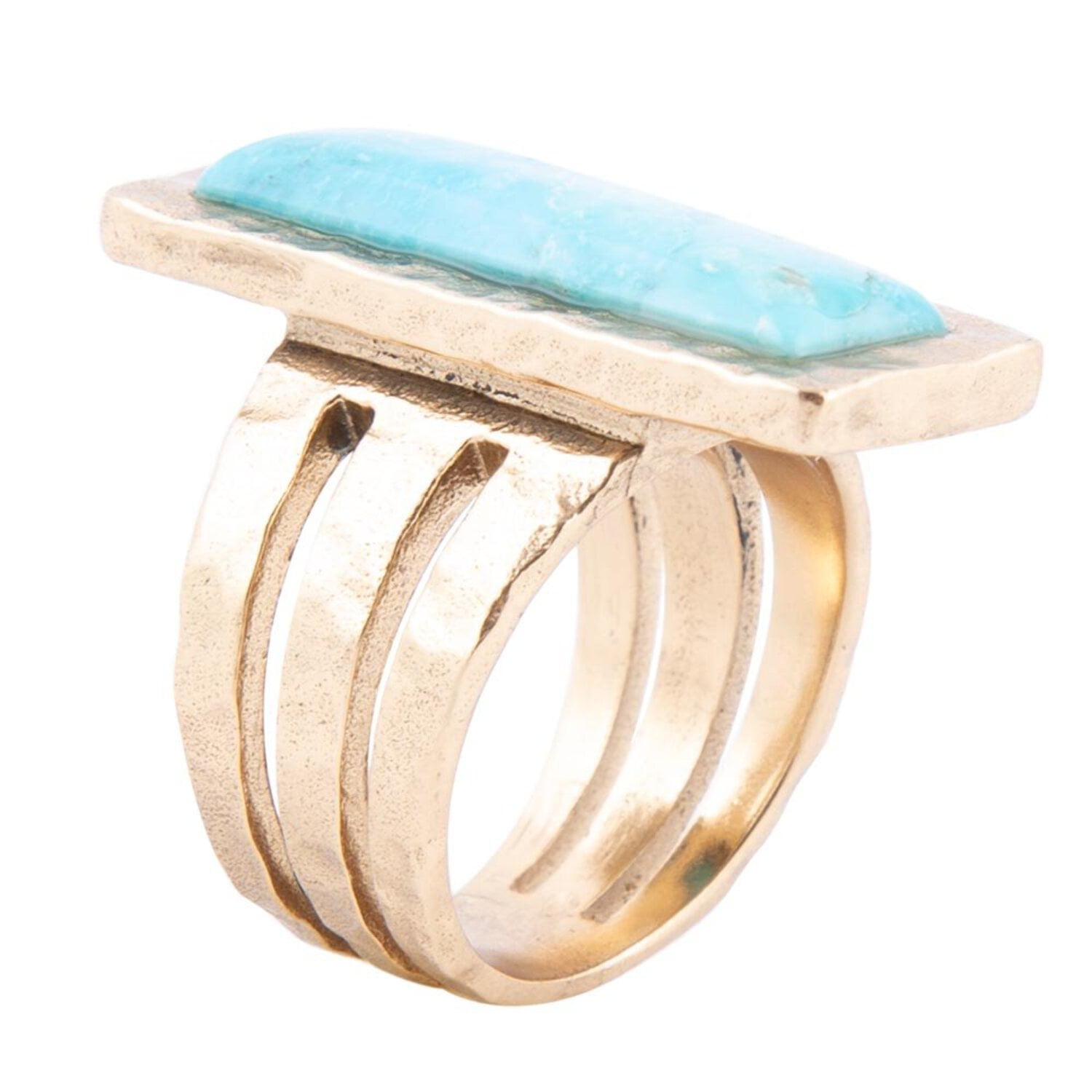 Aztec Blue Turquoise Golden Statement Ring - Walmart.com