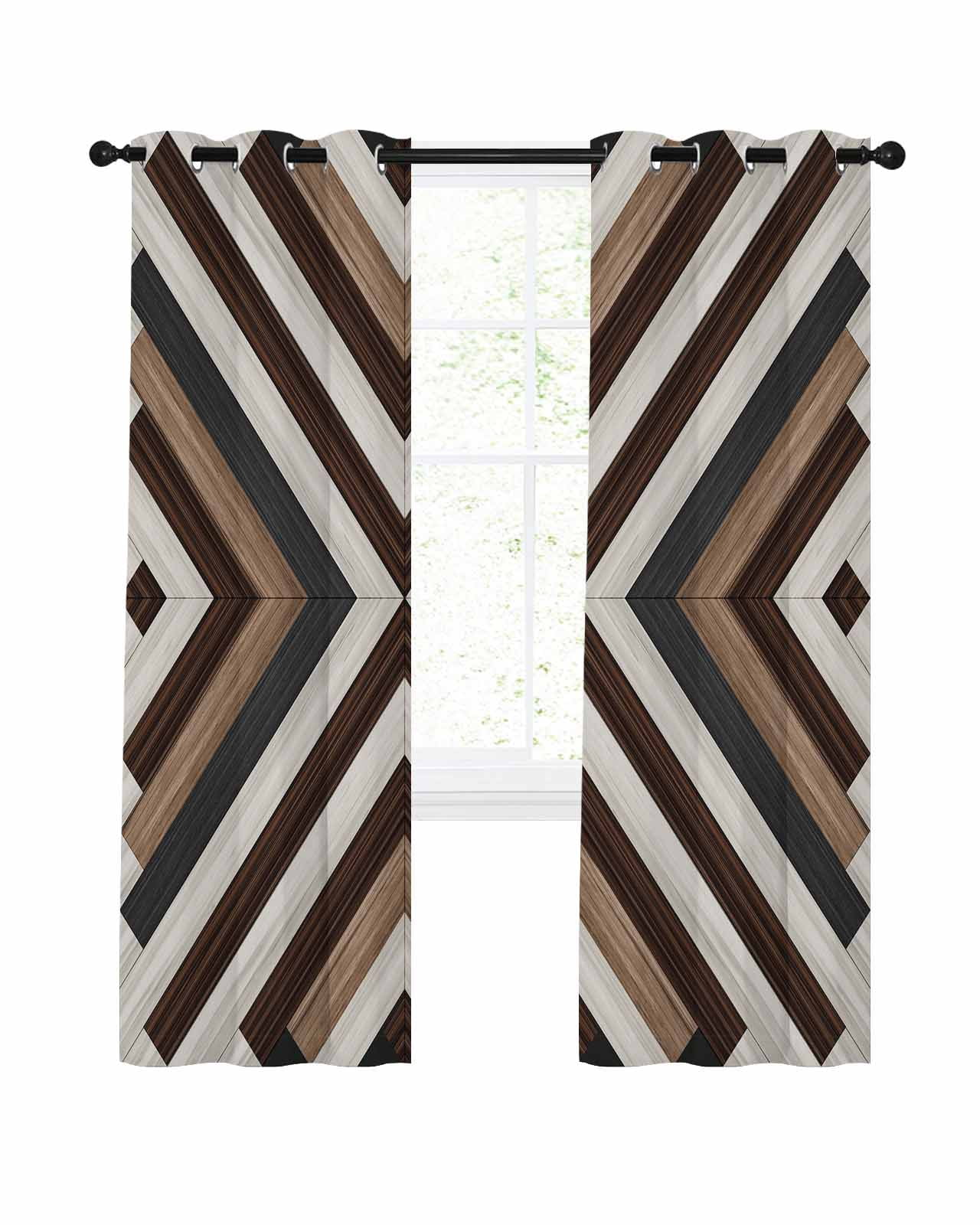 Aztec Bohemian Blackout Curtains 2 Panels, Modern Neutral Wooden ...