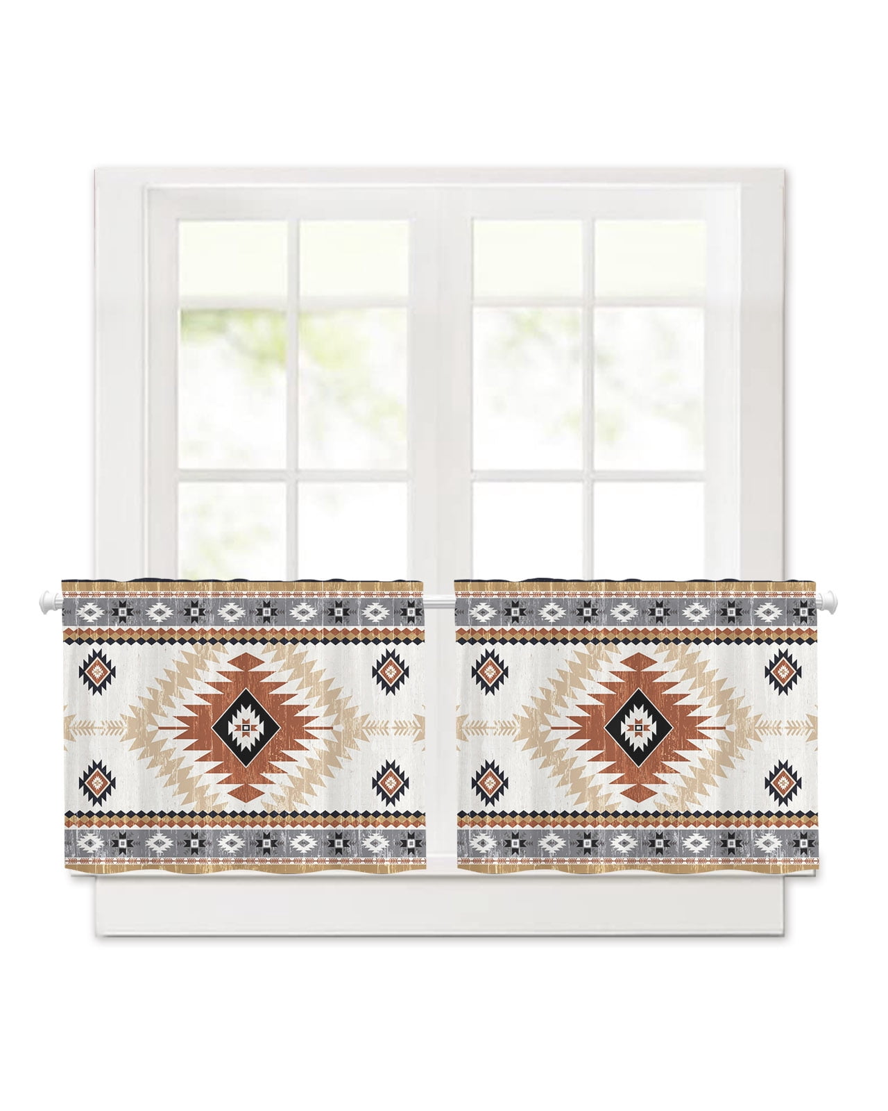 Aztec Bohemian Ethnic Style Short Blackout Curtains 24 Inch Long ...