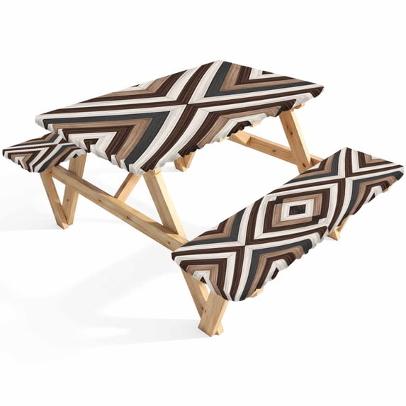 Aztec Bohemian Picnic Table Cover with Bench Covers Modern Neutral ...