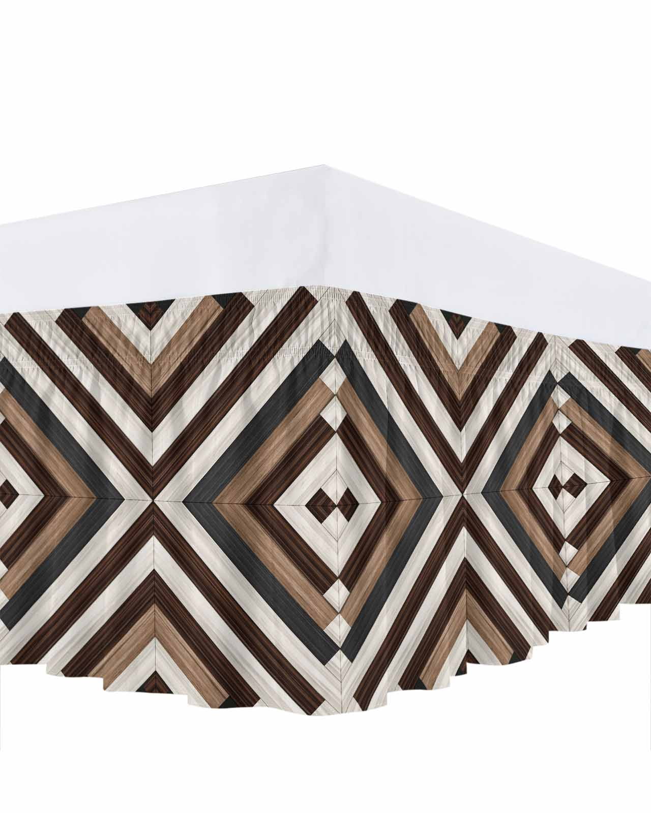Aztec Bohemian Ruffle Bed Skirt California King Size Modern Neutral ...