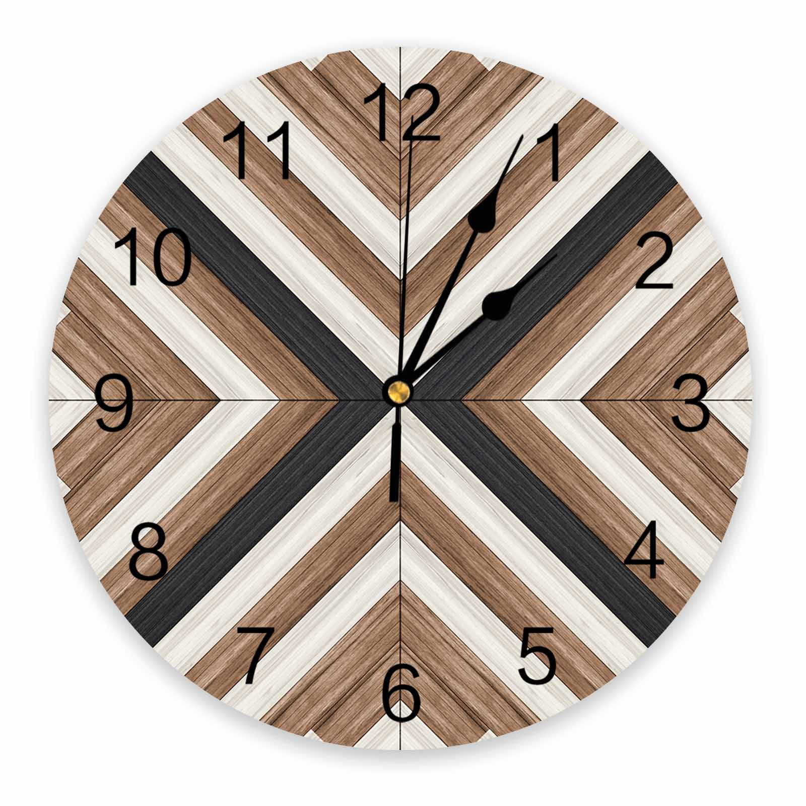Aztec Bohemian Wood Texture PVC Wall Clock Bedroom ration Wall Clock ...