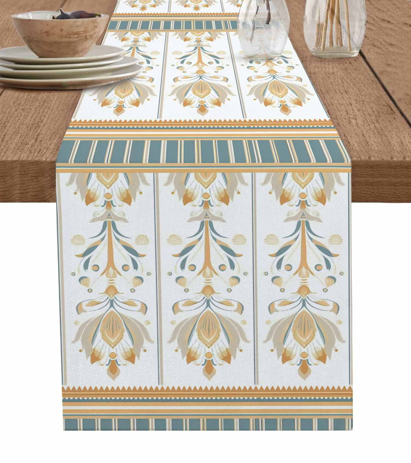 Aztec Boho Burlap Cotton Table Runner 13x72 Inches Long, Ethnic ...