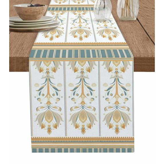 Aztec Boho Burlap Cotton Table Runner 13x72 Inches Long, Ethnic ...