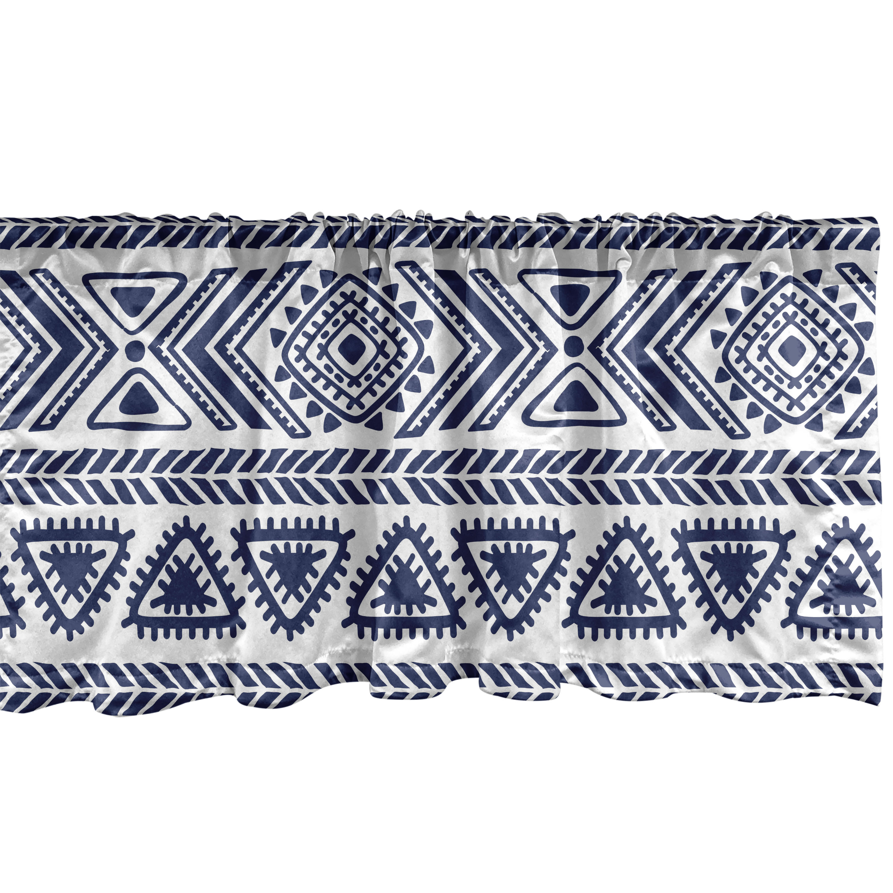 Aztec Boho Window Valance, Ethnic Design Geometric Triangle Shapes With ...