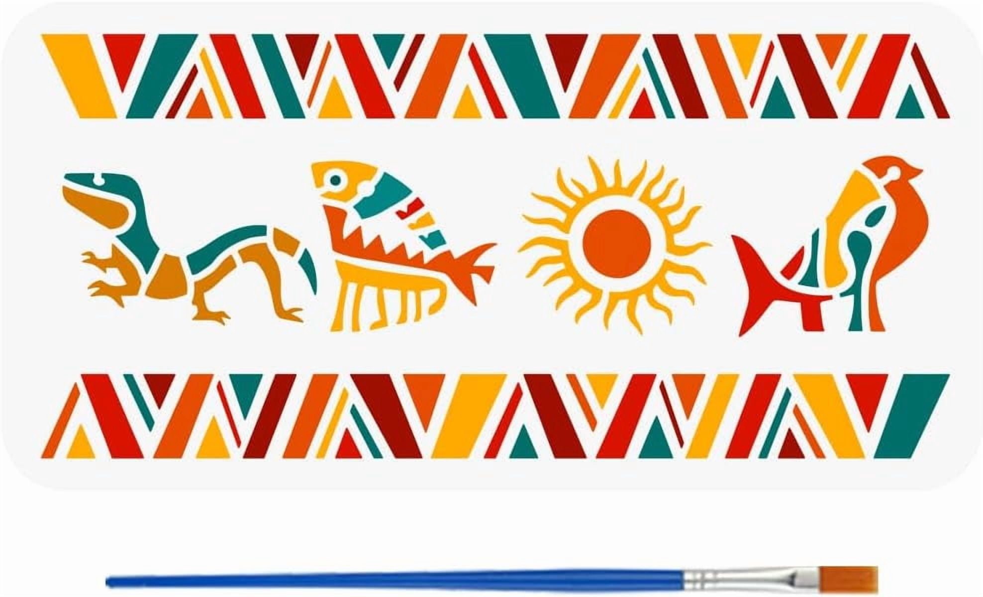 Aztec Borders Stencil with Brush 5.9x11.8inch Rectangle Aztec Animal ...