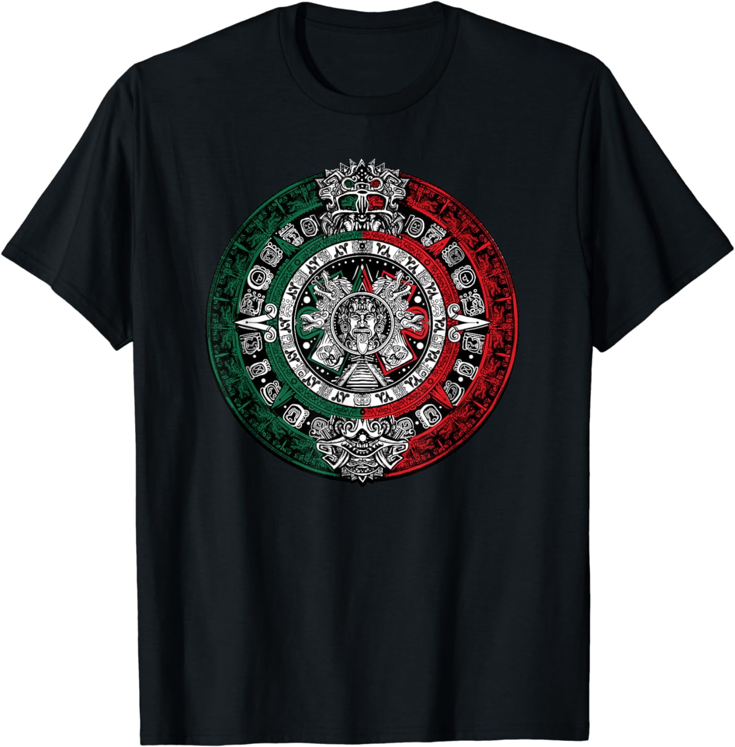 Aztec Calendar - Azteca Sun Stone - Mexico Flag T-Shirt - Walmart.com
