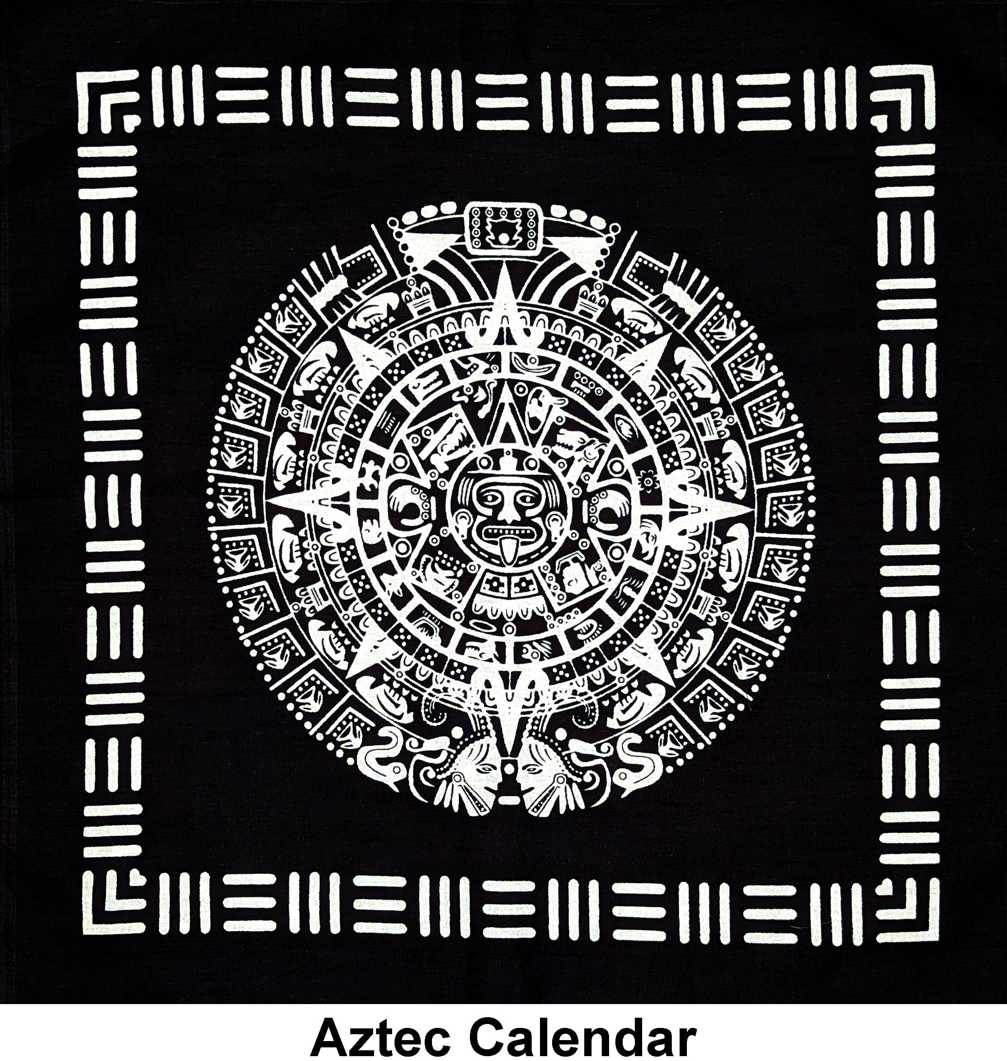 Aztec Calendar Design Print Cotton Bandana (22 inches x 22 inches ...