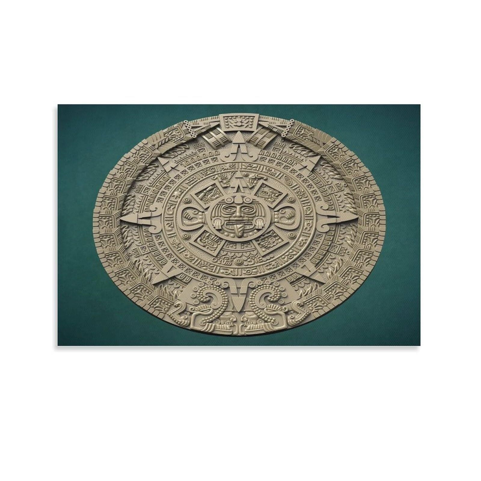 Aztec Calendar Vintage Poster Home Canvas Wall Decor Art Canvas ...
