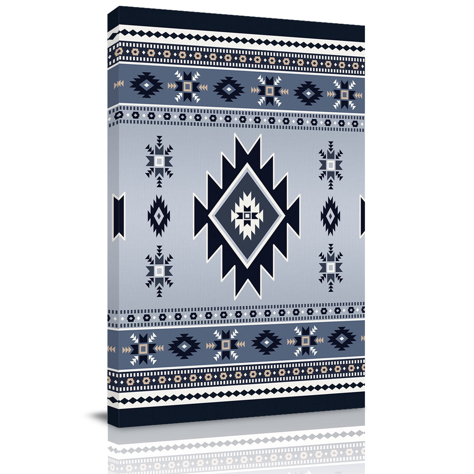 Aztec Canvas Wall Art for Living Room, Dark Blue Southwest Wind ...