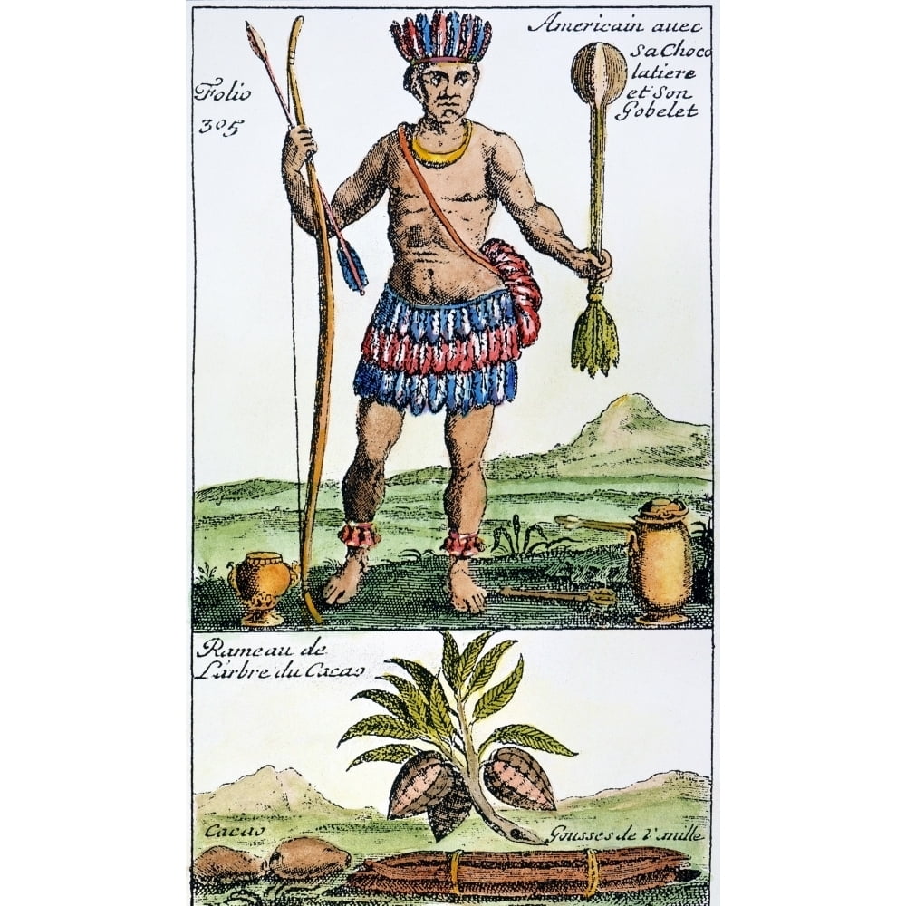 Aztec Chocolate 1685. Nan Aztec With His Chocolate. Line Engraving From ...