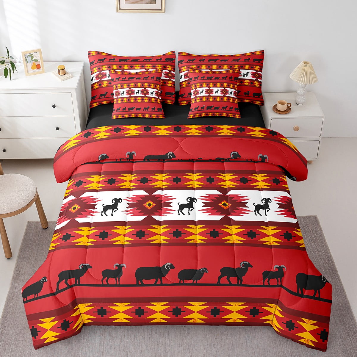 Aztec Comforter Set 7 Piece Bed in a Bag Twin,Southwestern Bighorn ...