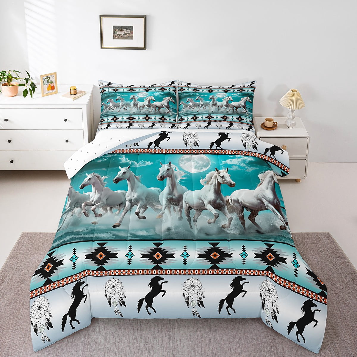 Aztec Comforter Set African Tribal Horse Printed Bedding Set,Farm ...