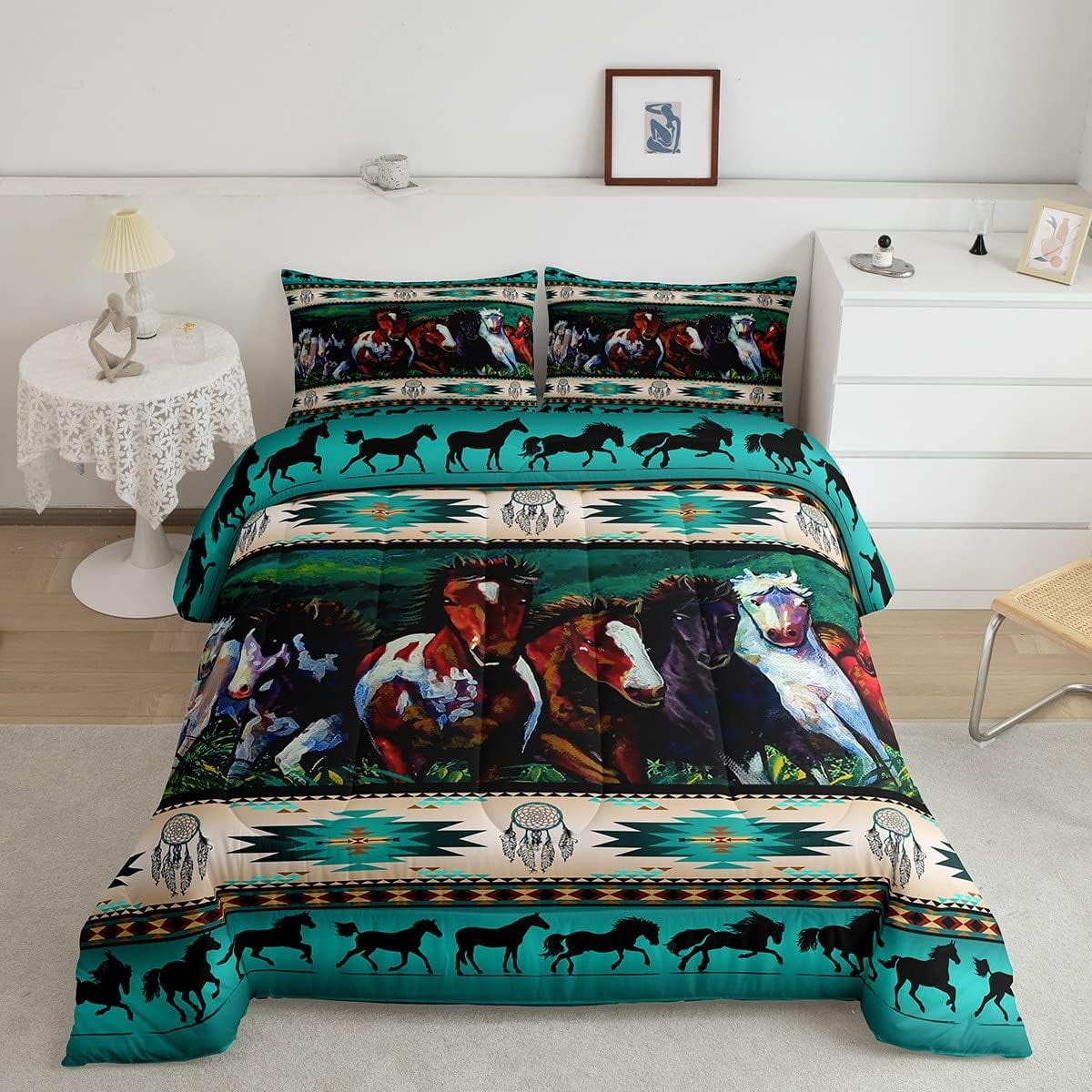 Aztec Comforter Set African Tribal Horse Printed Bedding Set,Farm ...