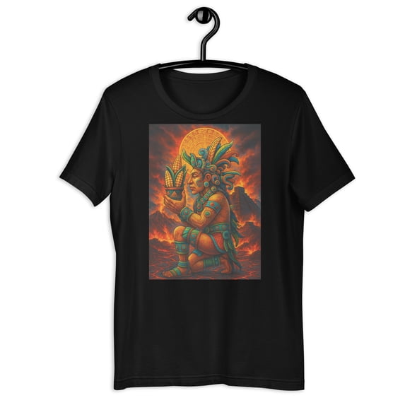 Aztec Corn God Maize Warrior Ancient Mexico Pyramid Art T-Shirt Design ...